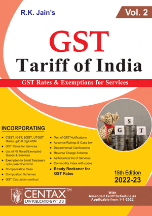 Centax GST Tariff of India 2022-23 by RK Jain (2 Volumes) – 15th ...